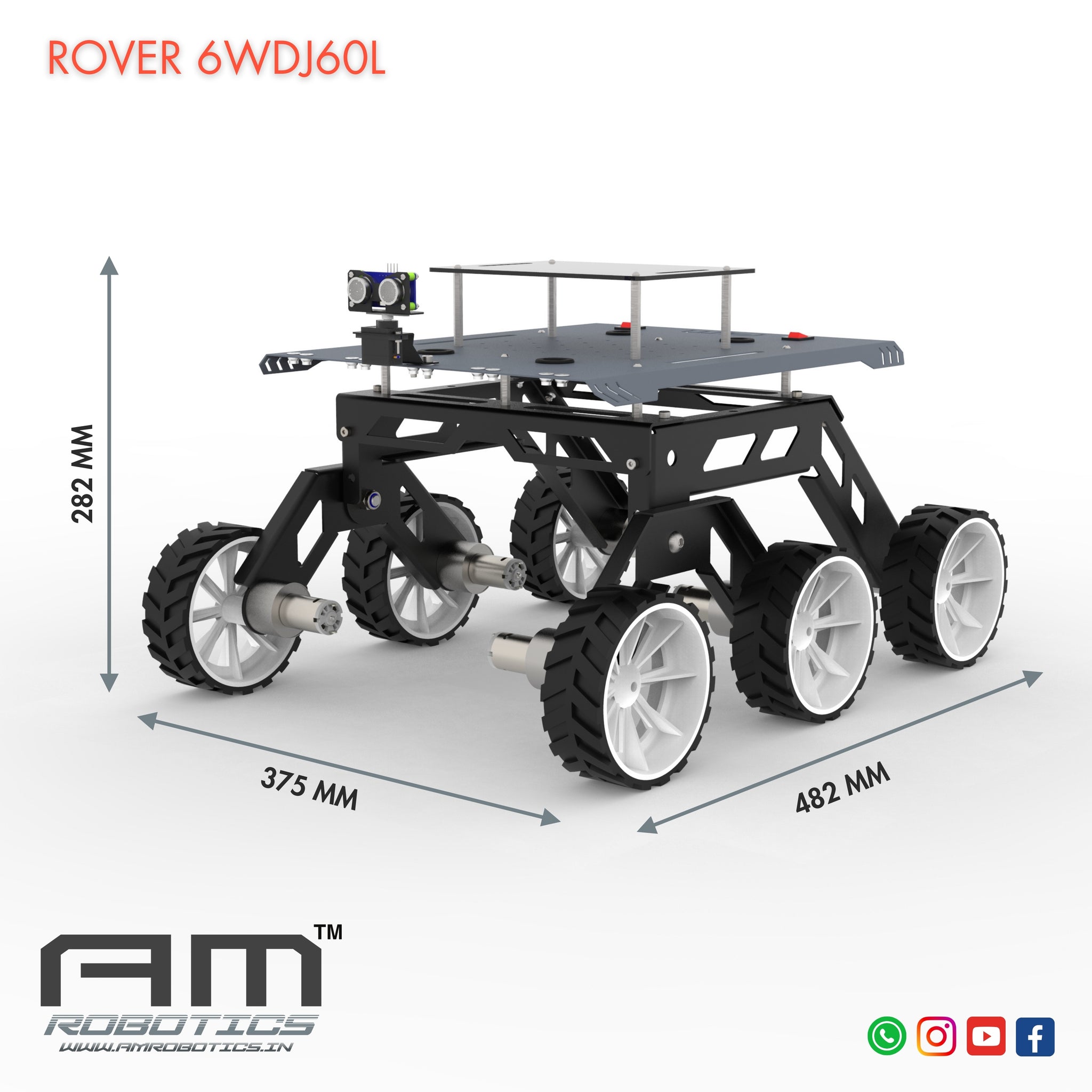 ROVER 6WDJ60L ROCKER BOGIE SUSPANSION HIGH TORQUE DIY ROBOTIC CHASSIS ...