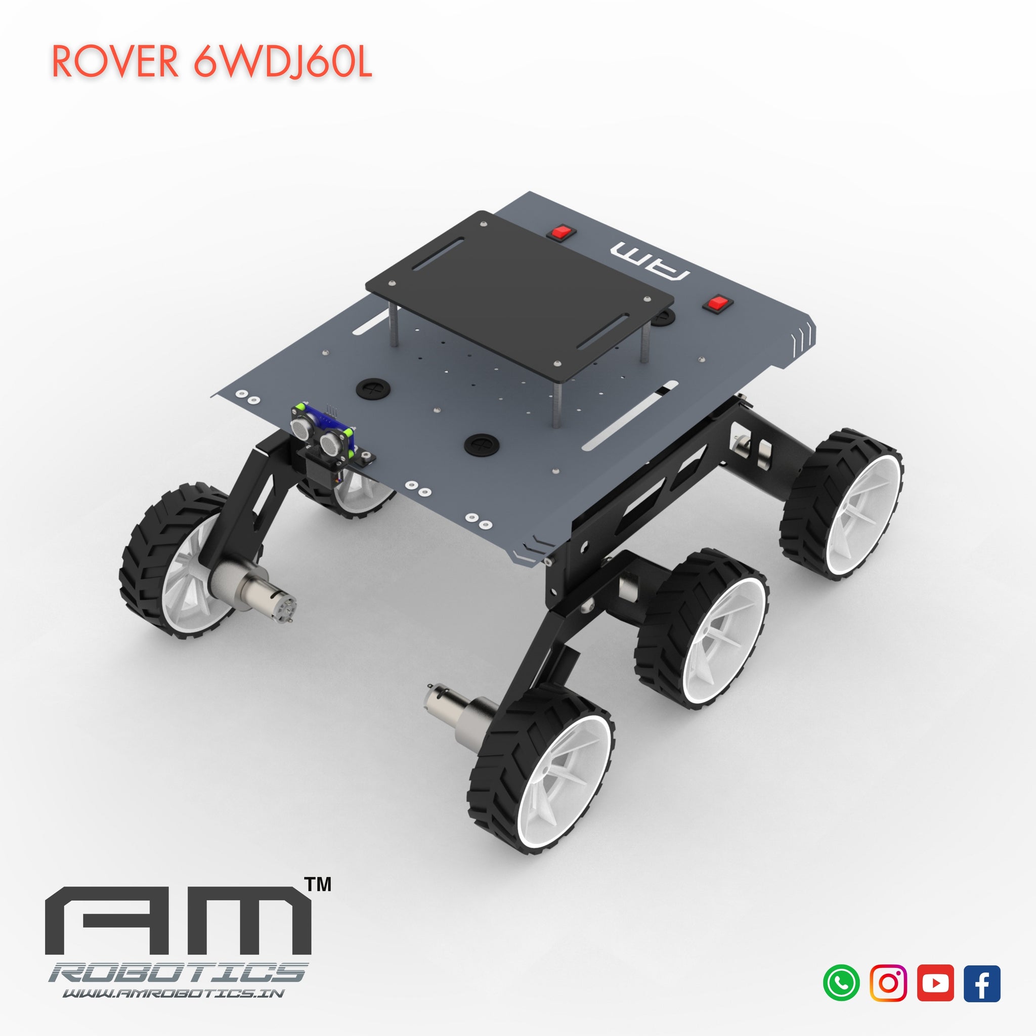ROVER 6WDJ60L ROCKER BOGIE SUSPANSION HIGH TORQUE DIY ROBOTIC CHASSIS ...