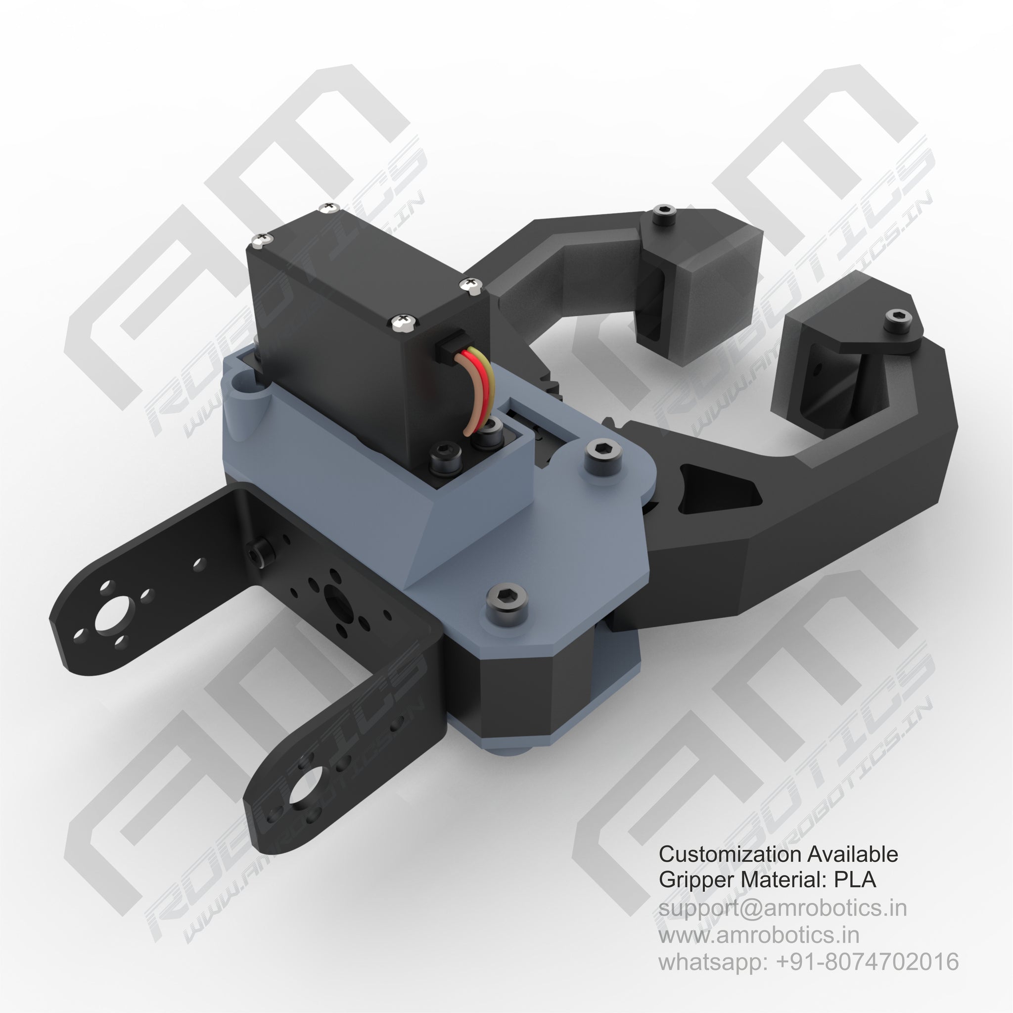 3D Printed Robotic Arm Gripper with MG996R Servo Motor Mount Model 1 – Am Robotics
