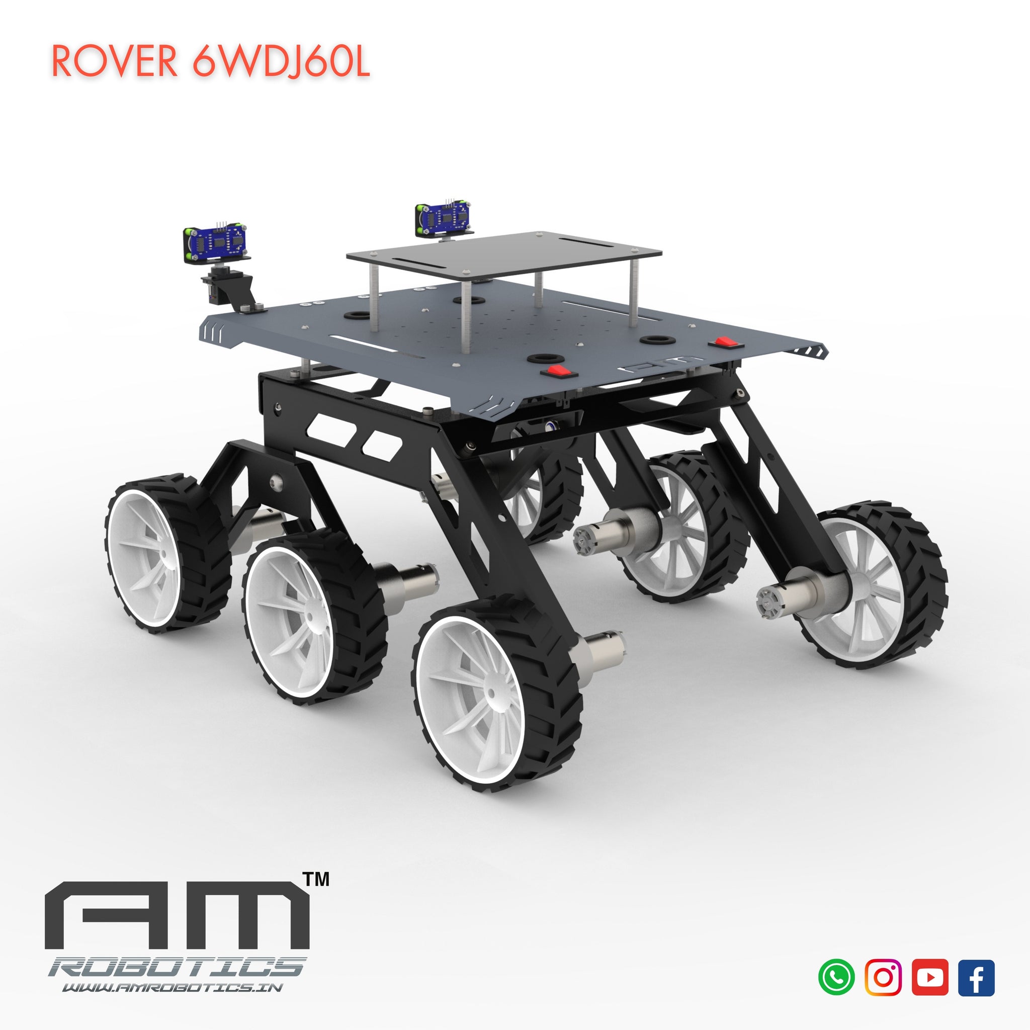 ROVER 6WDJ60L ROCKER BOGIE SUSPANSION HIGH TORQUE DIY ROBOTIC CHASSIS ...
