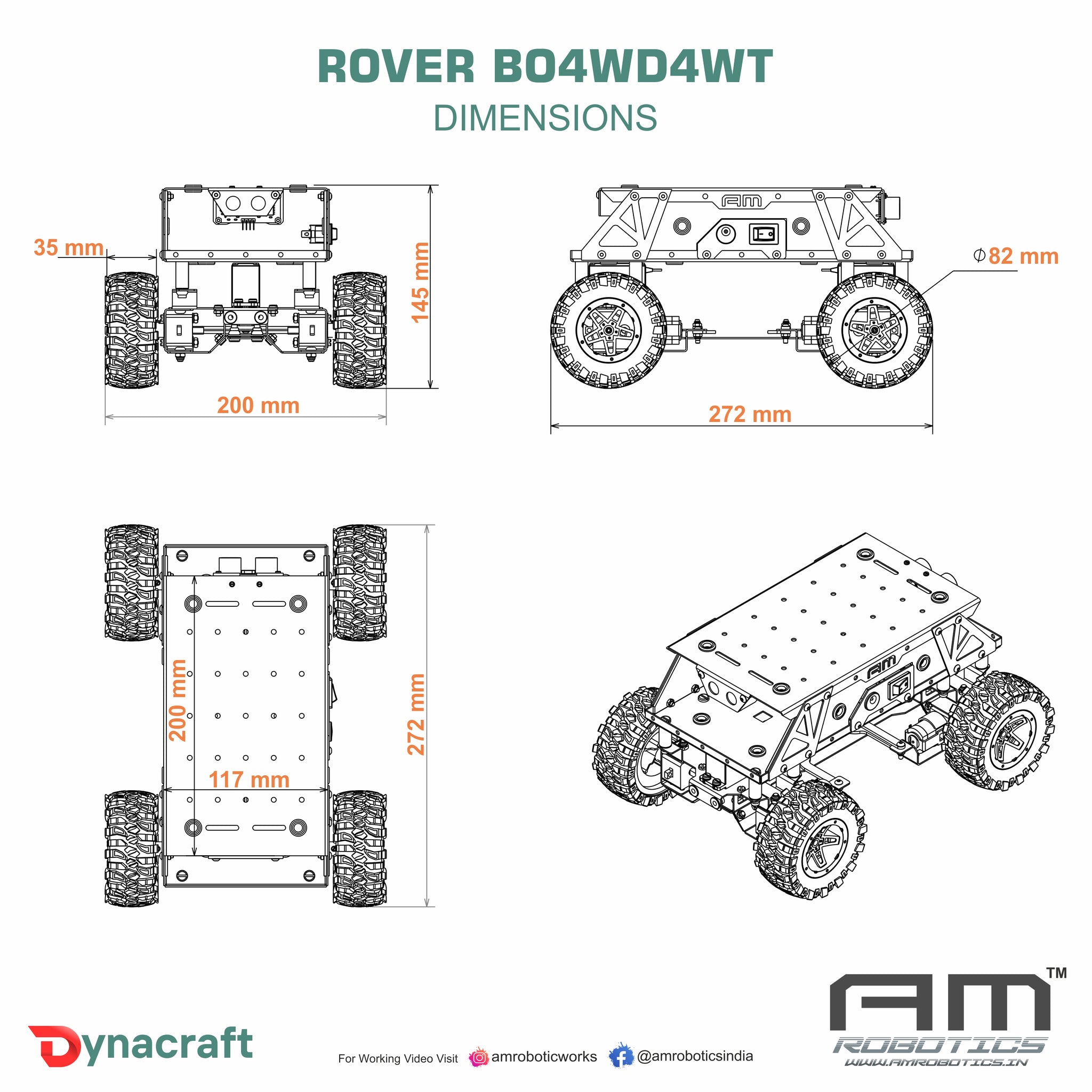 Rover BO4WD4WT Do It Yourself Chassis Kit – Am Robotics