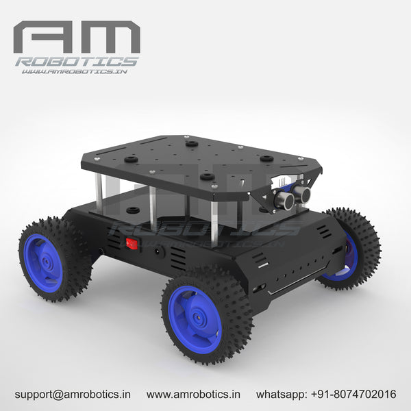 ROVER 4WD JOHNSON SERIES 1 DIY ROBOTIC METAL CHASSIS KIT MATT BLACK ...