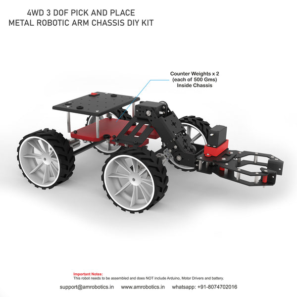 4WD 3DOF PICK AND PLACE PROGRAMMABLE METAL DIY ARM ROBOTIC CHASSIS KIT ...