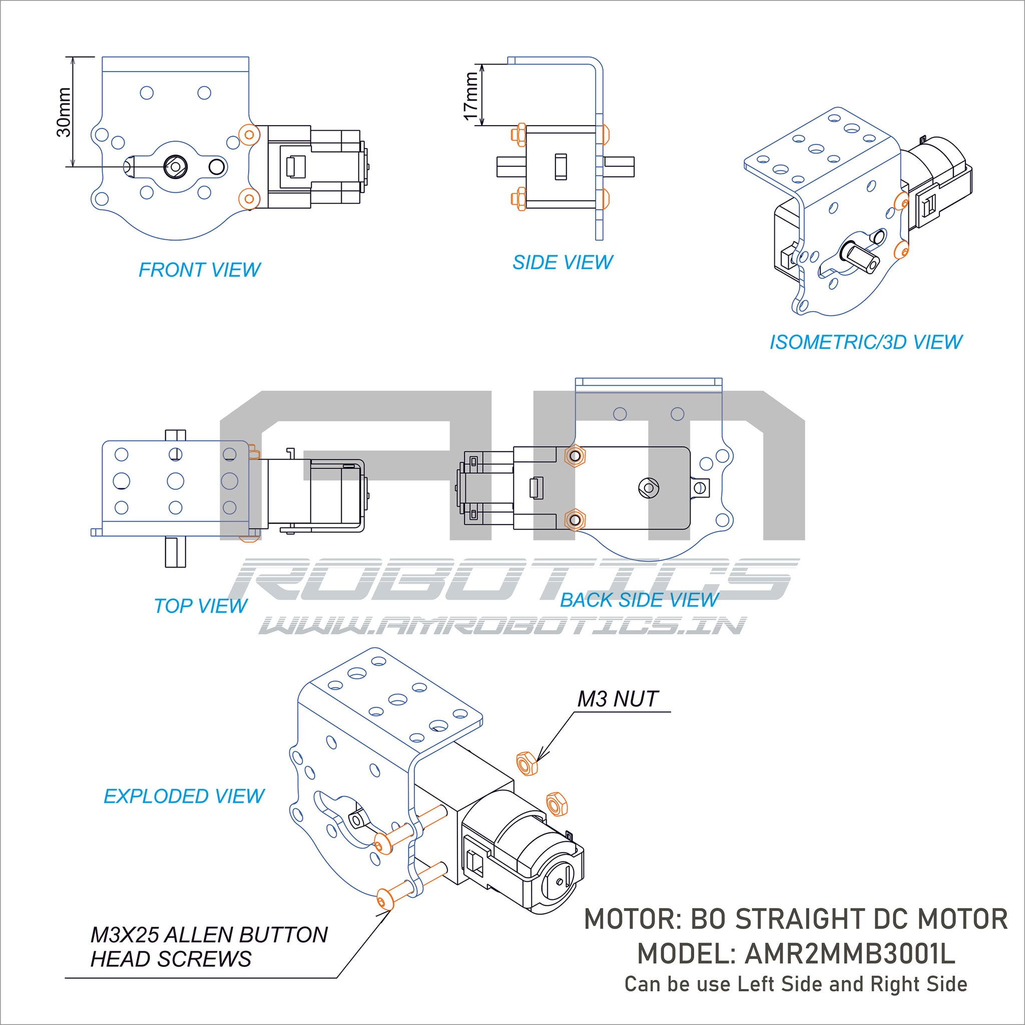 AM ROBOTICS UNIVERSAL DC MOTOR METAL 5 IN 1 CLAMP 2MM THICKNESS FOR JO ...